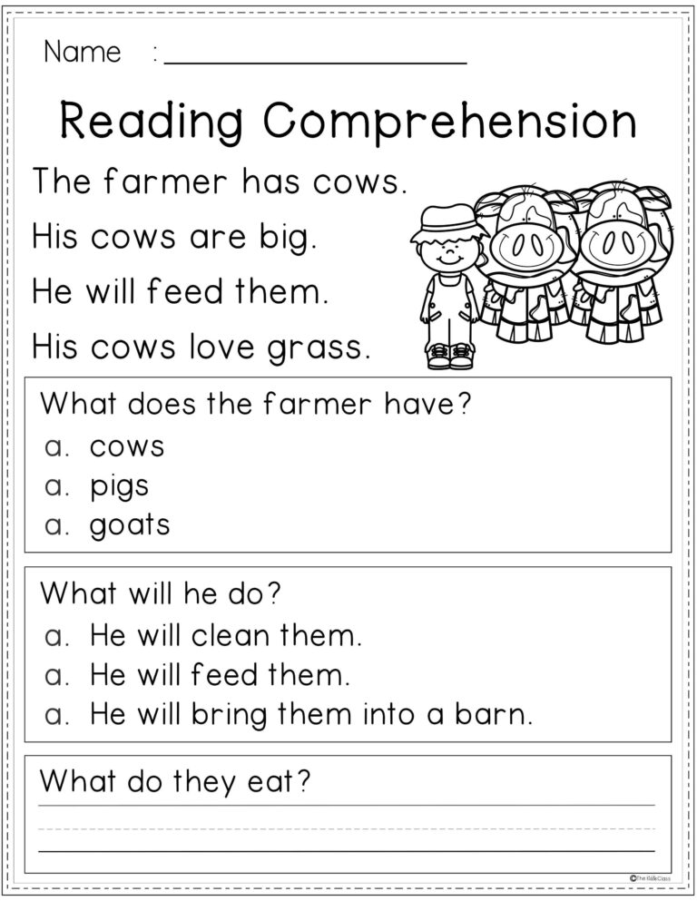 1st Grade Reading Comprehension Passages With Multiple Choice Questions ...