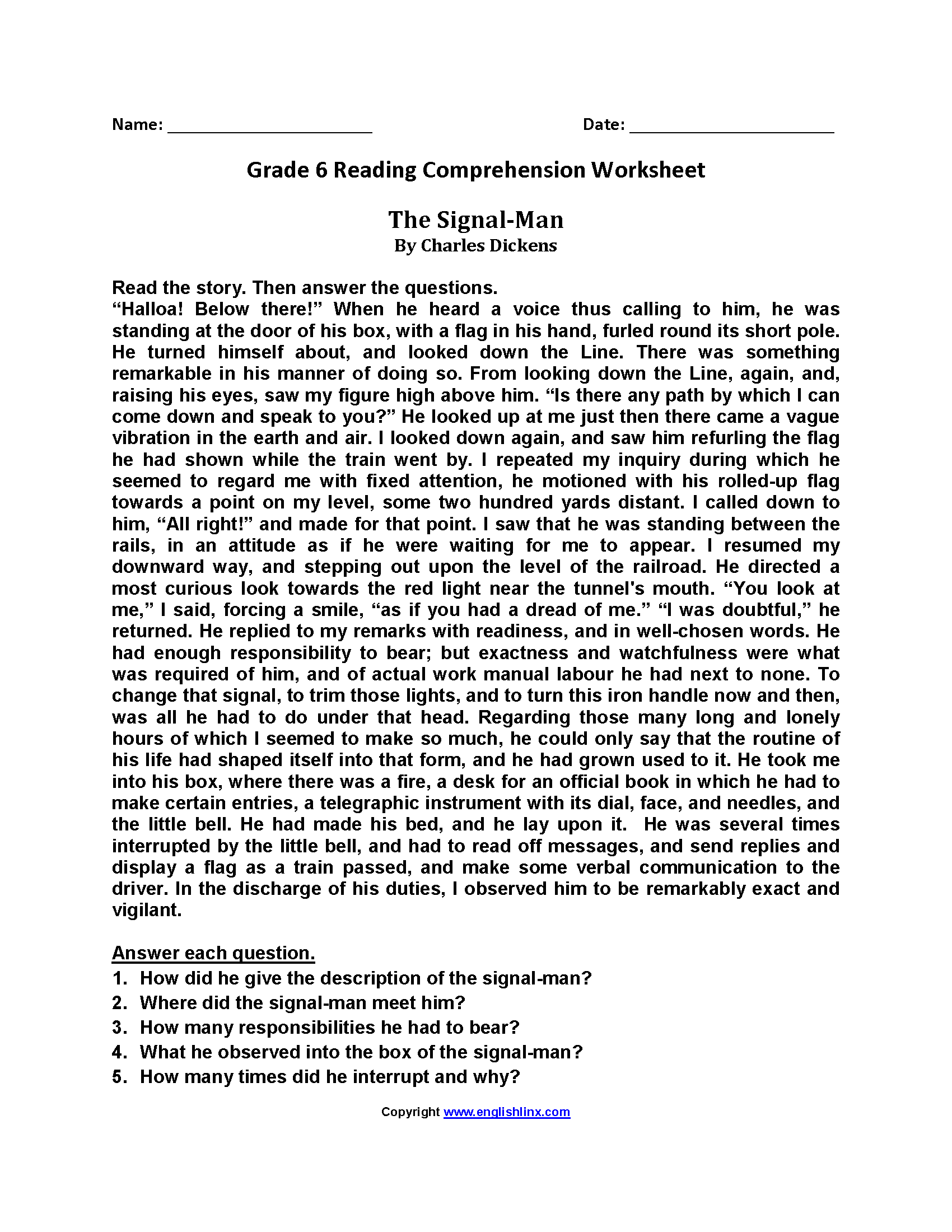 Reading Passages With Questions 6th Grade Reading Comprehension Reading Passages With Questions 6th Grade Reading Comprehension
