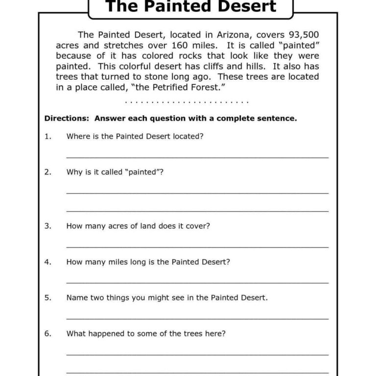 Reading Comprehension Worksheets 7th Grade | Reading Comprehension ...