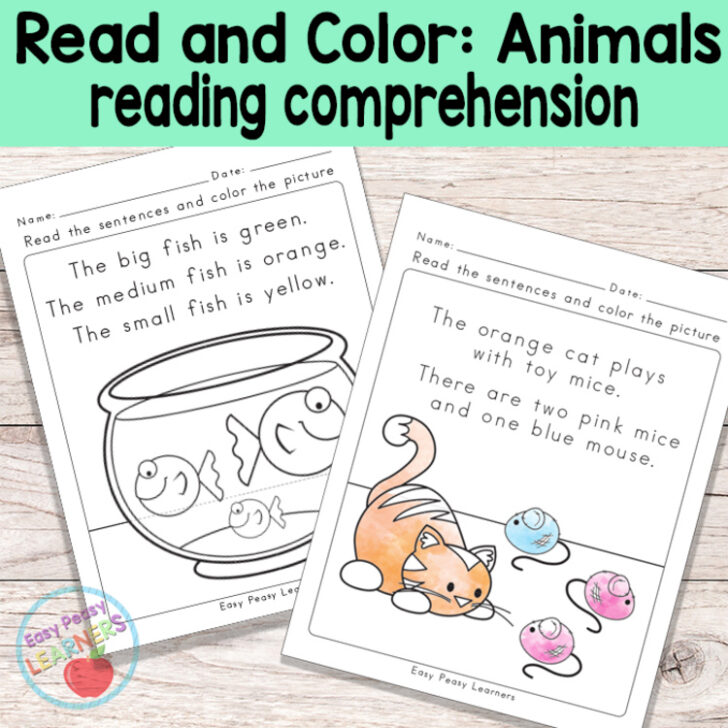Animals Read And Color Reading Comprehension Worksheets Grade 1 ...