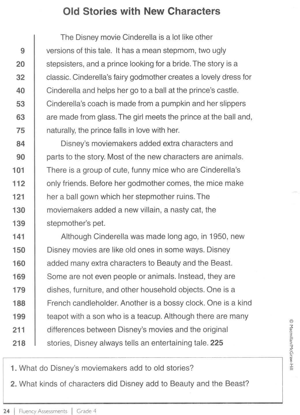 5th Grade Fluency Passages Reading Comprehension Worksheets