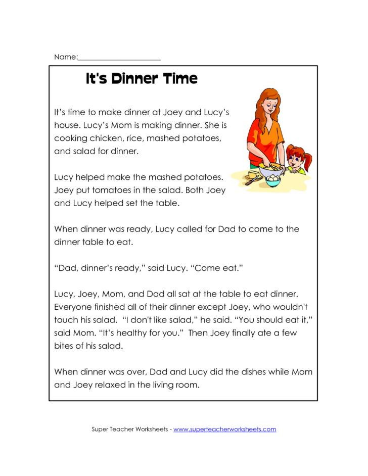 Reading Comprehension For Kindergarten Free Worksheets Reading