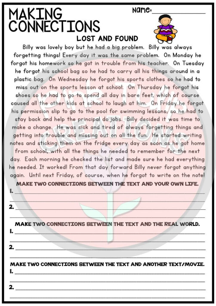 Reading Comprehension Strategies Worksheets In 2020 Text To Self ... Reading Comprehension Strategies Worksheets In 2020 Text To Self ...
