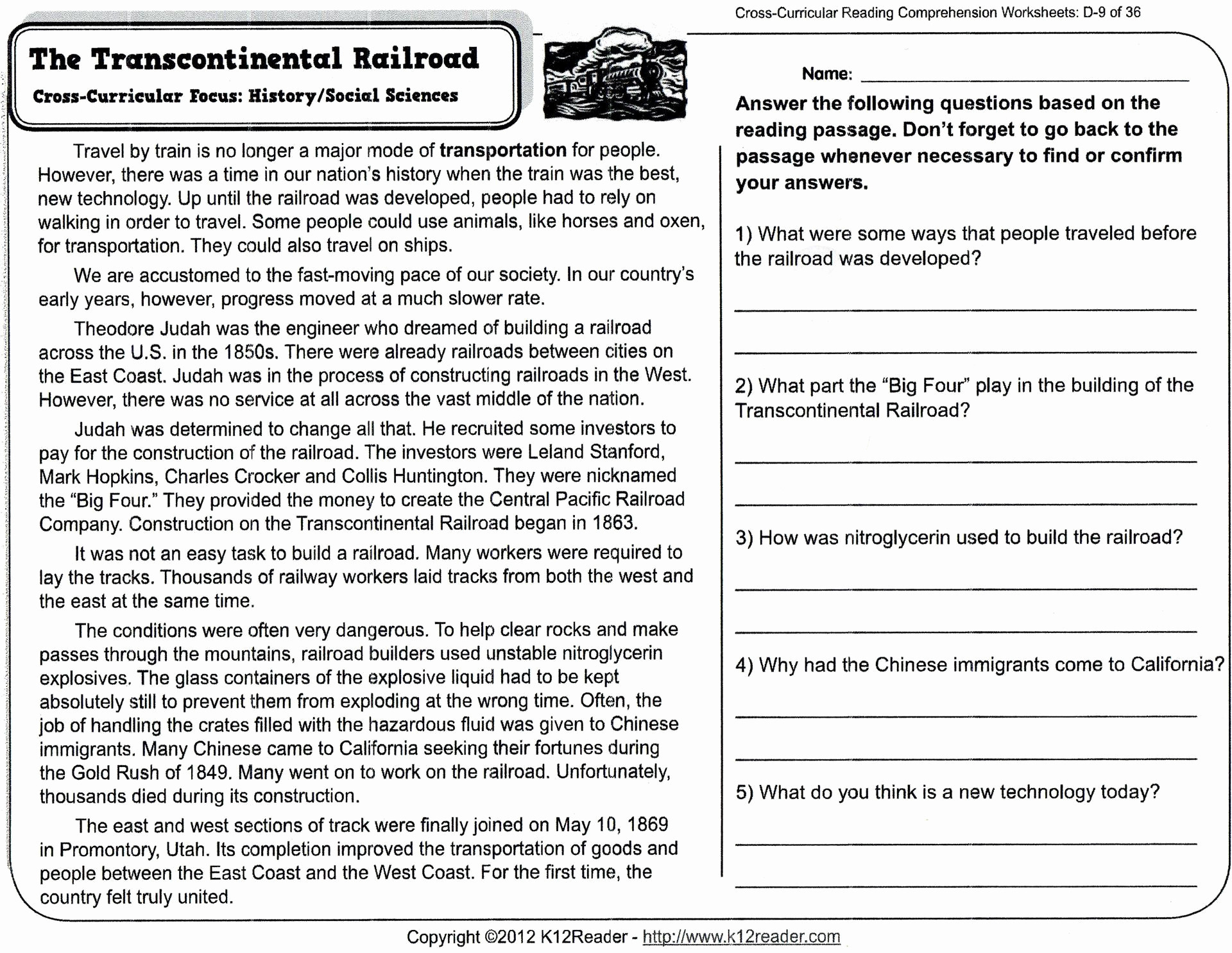 8th Grade Reading Comprehension Worksheets Reading Comprehension 