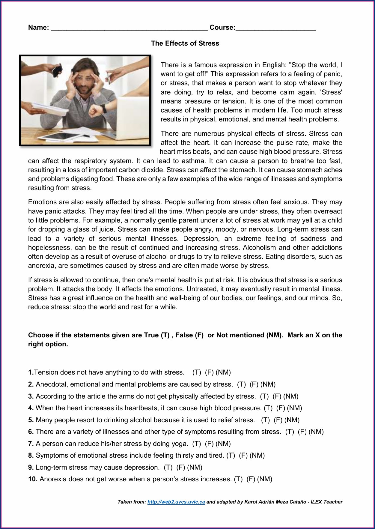 Reading Comprehension Exercises With Answers Reading Comprehension