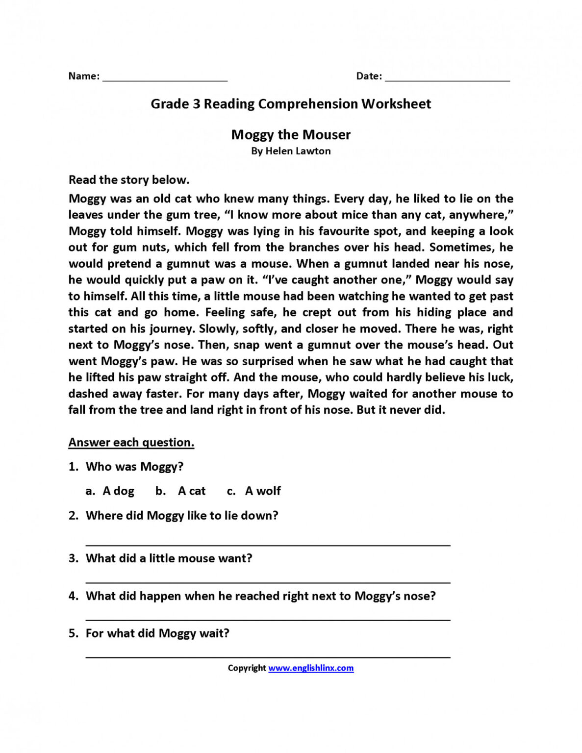 Worksheet 3Rd Grade Reading Comprehension Worksheets Db Excel | Reading ...